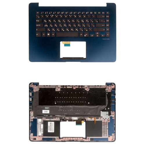 Keyboard / Клавиатура для ноутбука Asus UX530UX-1A с топкейсом, темно-синяя, с подсветкой