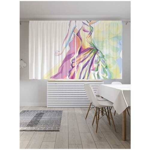 Классические шторы JoyArty "Красавица в платье", серия Oxford DeLux, 2 полотна 145x180 см