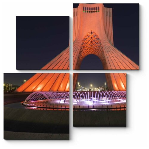 Модульная картина Ночной вид на башню свободы в Тегеране100x100