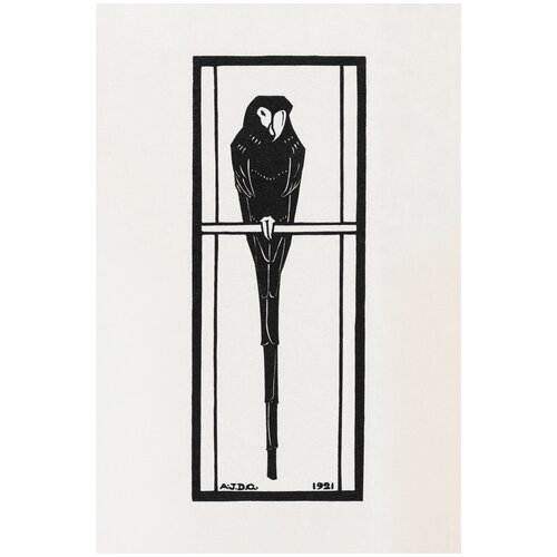 Постер / Плакат / Картина Черный попугай Ара 90х120 см в подарочном тубусе