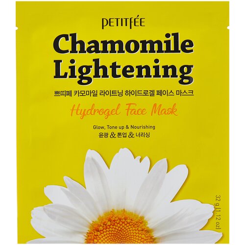 Petitfee Гидрогелевая маска Chamomile Lightening с экстрактом ромашки, 32 г, 32 мл