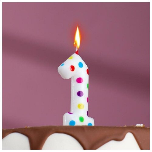 Страна Карнавалия Свеча в торт на день рождения «‎Цветное конфетти»‎, цифра "1", 5.5 см