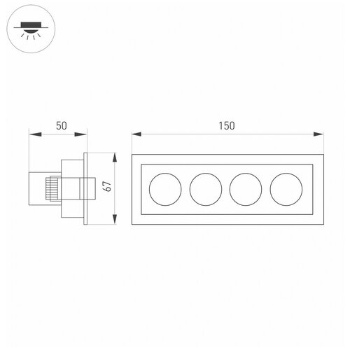 Светильник MS-ORIENT-BUILT-TURN-TC-S67x150-10W Day4000 (WH-BK, 30 deg, 230V) (Arlight, IP20 Металл)