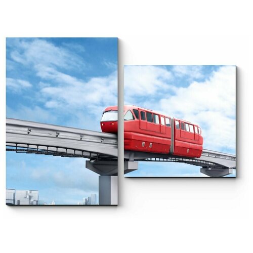 Модульная картина Красный монорельсовый поезд40x30