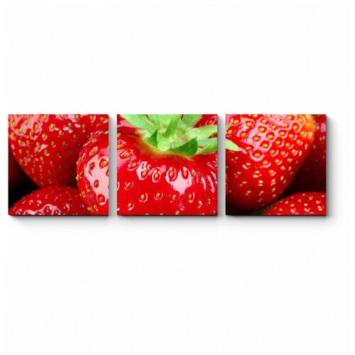 Модульная картина Спелые ягоды клубники 60x20