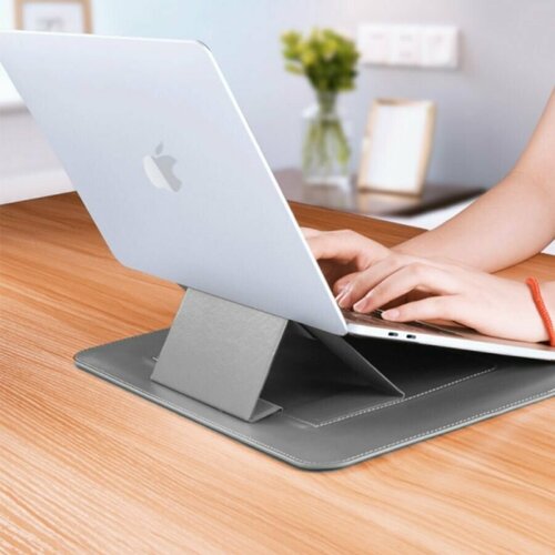 Чехол-подставка для ноутбука WiWU Skin Pro Portable Stand Sleeve для MacBook Pro 15,4 дюймов (кожаный) - Серый