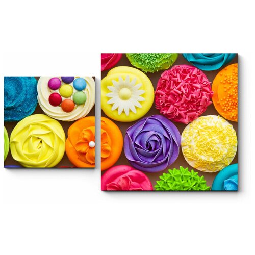 Модульная картина Разноцветные капкейки 60x36