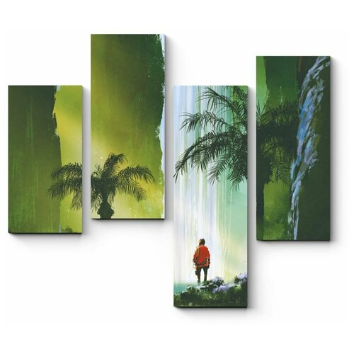 Модульная картина Тропический водопад 64x60