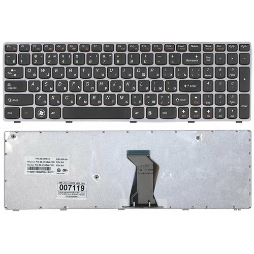 Клавиатура для ноутбука LENOVO V580CA черная с серой рамкой