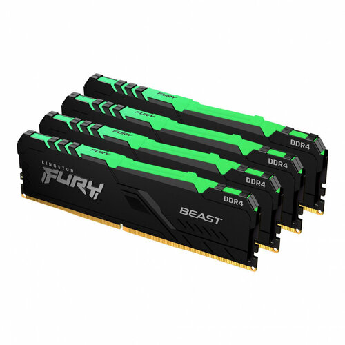 Оперативная память Kingston DDR4 64Gb (4x16Gb) 2666 MHz pc-21300 FURY Beast Black RGB (KF426C16BB1AK4/64)