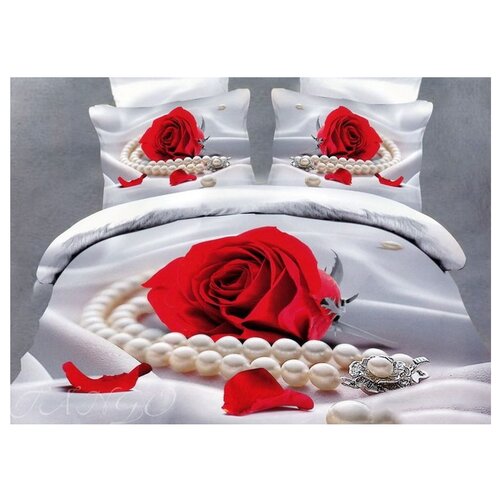 Комплект постельного белья Tango TS05-40A, семейное, сатин, серый/красный