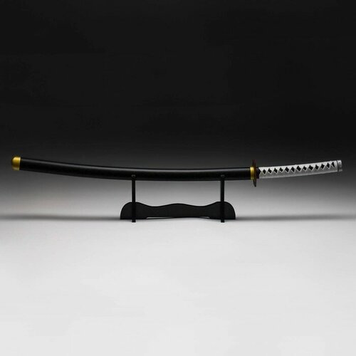 Сувенирное оружие "Катана Гиу" 104 см, клинок 68 см, чёрная с белым, на подставке