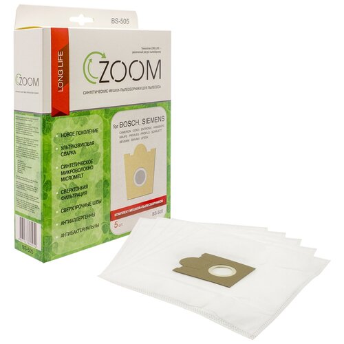 Синтетические пылесборники ZOOM 5 шт для пылесоса BOSCH BSG60000 - BSG69999 LOGO