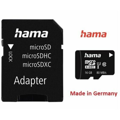 Карта памяти HAMA 00213113 MicroSD UHC-1 Class10 16 GB