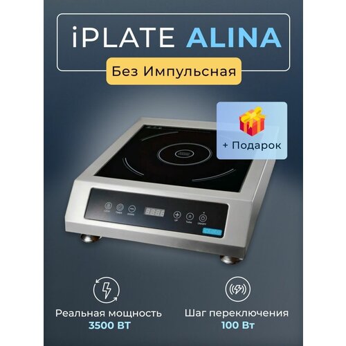 Индукционная плита Iplate 3500 ALINA +спиртовые дрожжи Alcotec 48 и Doube snake 48, серебристый