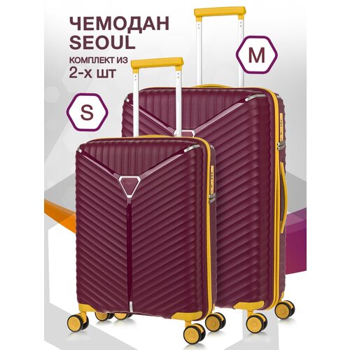 Комплект чемоданов L'case Seoul, 2 шт., 78 л, размер S/M, бордовый