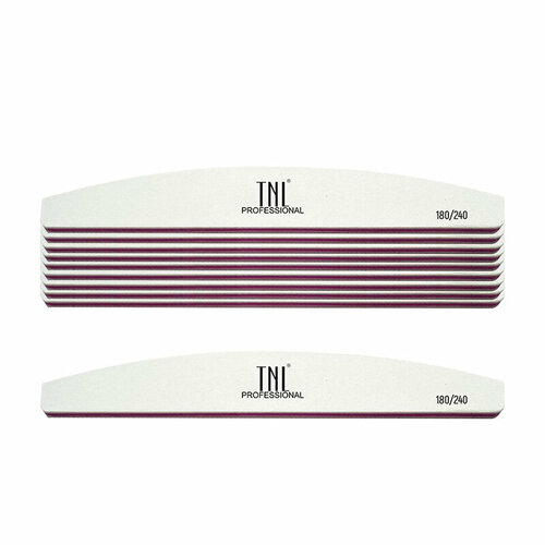 TNL, набор пилок для ногтей "лодочка" 180/240 улучшенное качество (белые), 10 шт
