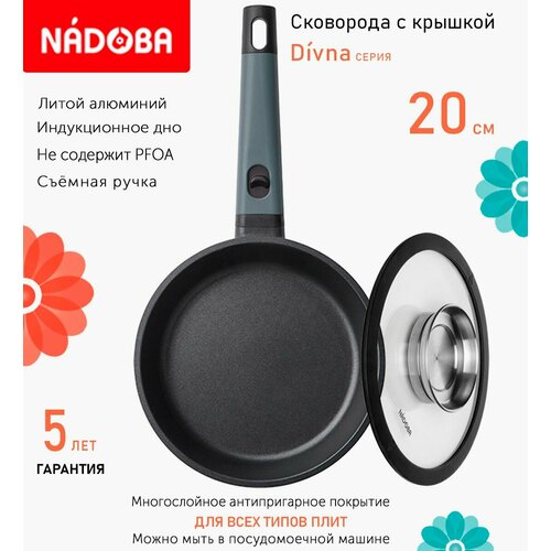 Сковорода с крышкой NADOBA 20см, серия "Divna" (арт. 729719/751515)