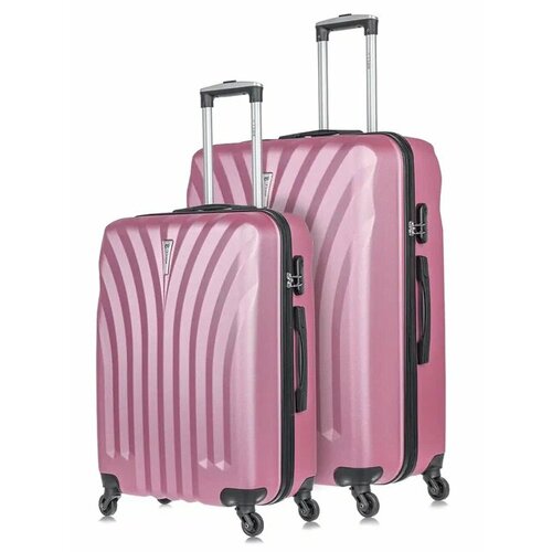 Комплект чемоданов L'case Phuket, 2 шт., 133 л, размер M/L, золотой, розовый