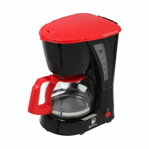 Кофеварка КВ1-600, капельная, 600 Вт, 0.6 л, чёрно-красная