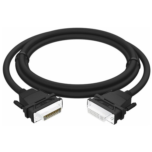 GCR Удлинитель 2.0m DVI-D, черный, 28 AWG, DVI/DVI, 25M/25F, двойной экран