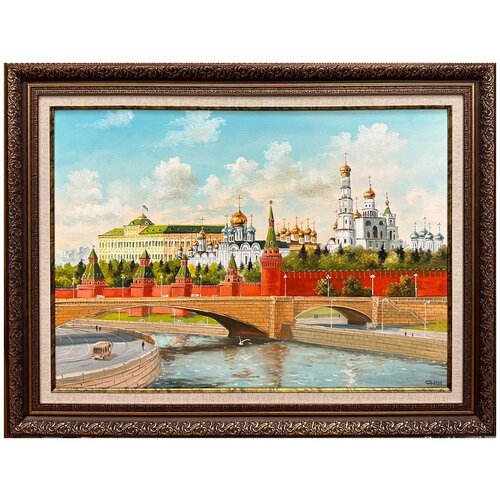 Картина маслом, городской пейзаж "Москва златоглавая"
