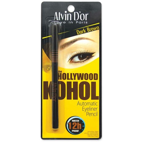 Alvin D'or Автоматический водостойкий карандаш The Hollywood, оттенок 02 Dark brown Kohol