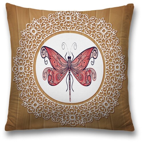 Наволочка декоративная на молнии, чехол на подушку JoyArty "Настенная бабочка" 45х45 см