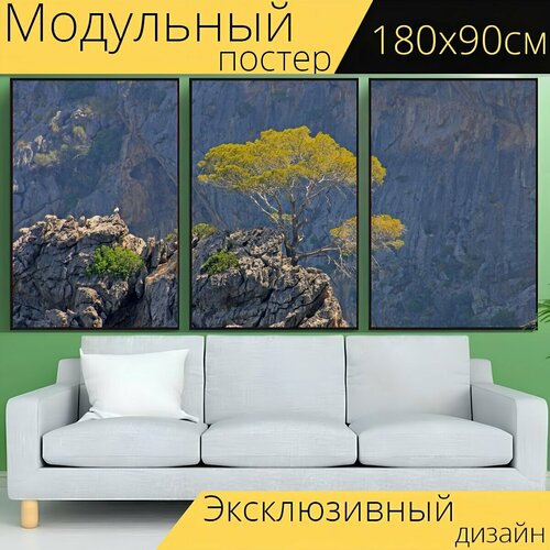Модульный постер "Майорка, камень, горы" 180 x 90 см. для интерьера