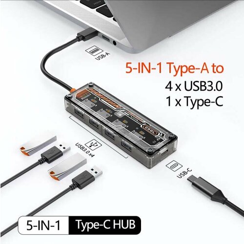 USB Hub разветвитель 4 порта USB 3.0 5 Гбит/с (USB-A концентратор)