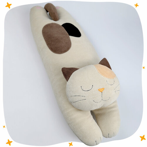 Подушка-игрушка "Кот-валик" бежевый Hikosen Cara