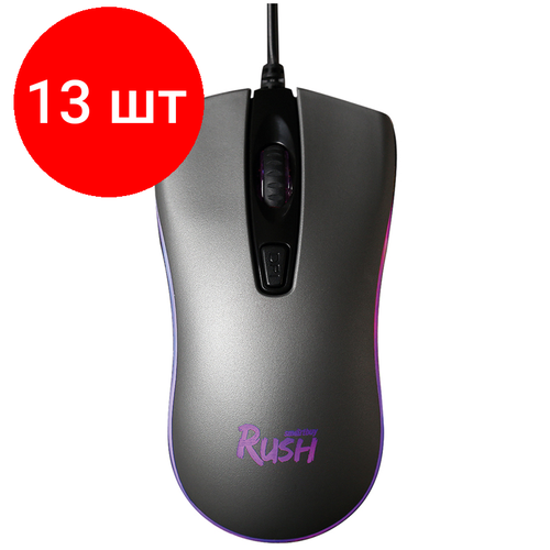 Комплект 13 шт, Мышь Smartbuy Rush Phantom, с подсветкой, черный, 4btn+Roll