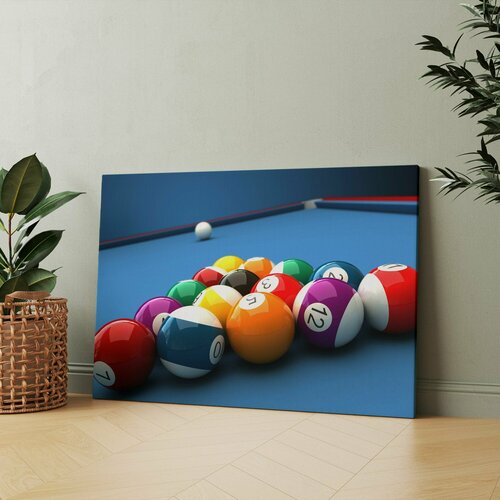 Картина на холсте "Пул шаров с разноцветными шариками на нем" 80x100 см. Интерьерная, на стену.