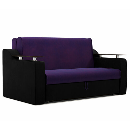 Прямой диван аккордеон Сенатор 100 велюр фиолетовый и черый