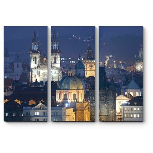 Модульная картина Ночная Прага прекрасна 80x57