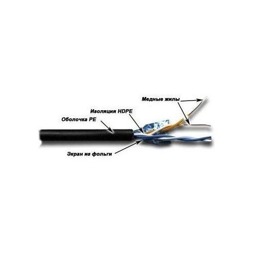 Кабель информационный Lanmaster TWT-5EFTP2-OUT кат.5е F/UTP общий экран 2X2X24AWG PE внешний 305м черный