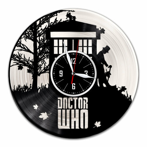 Доктор Кто - настенные часы из виниловой пластинки (с серебряной подложкой)