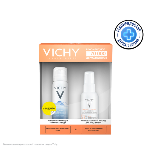 Vichy Capital Soleil UV-Age Daily Солнцезащитный флюид SPF50+ 40 мл+Минерализующая термальная вода 50 мл 1 уп