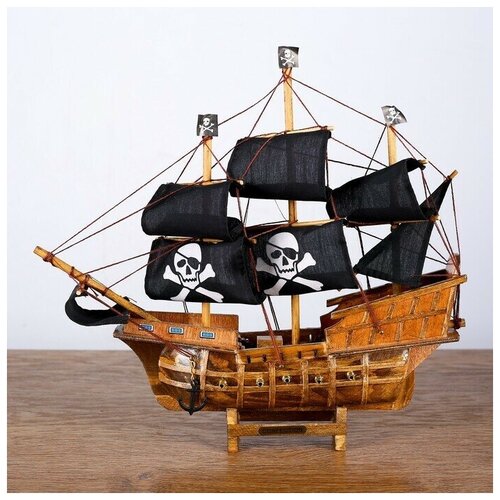 Корабль "Уида", 33х8х29 см, пиратский, черные паруса