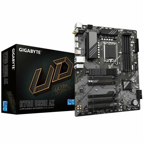 Материнская плата GIGABYTE B760 DS3H AX, LGA1700, B760, 4*DDR5, DP+HDMI, 4 SATA 6 Гб/с, M2, Audio, Gb LAN, USB 3.2, USB 2.0, Type-C, COM*1 port, ATX (B760 DS3H AX)