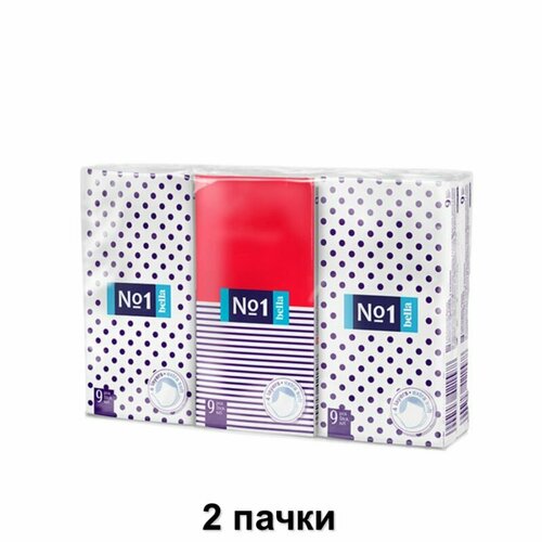 BELLA Платочки носовые N1 четырехслойные, 54 шт, 2 пачки
