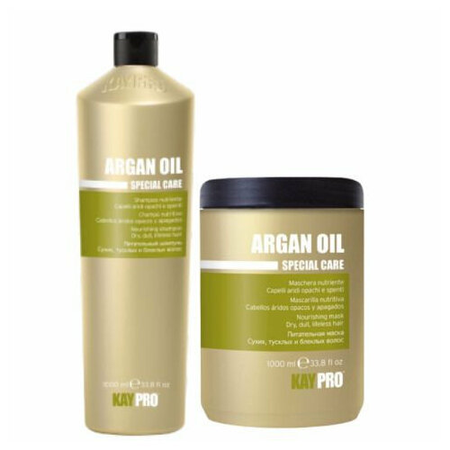 Набор KayPro ARGAN OIL Маска 1000 мл + Шампунь 1000 мл + 1 Дозатор, питательный, для сухих тусклых волос