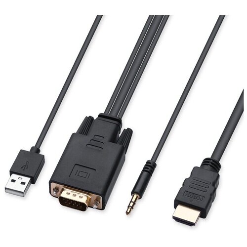 Кабель HDMI - VGA (m)/ AUX 3.5 jack/ USB (m) 2 метра