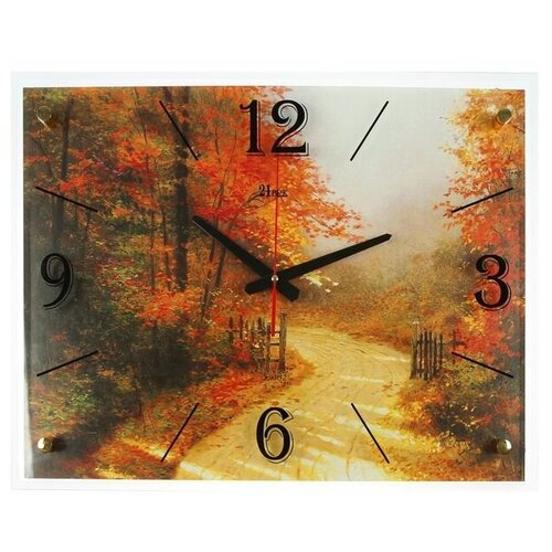 Часы настенные, серия: Природа, "Осенняя дорога", 40х56 см, часы для декора