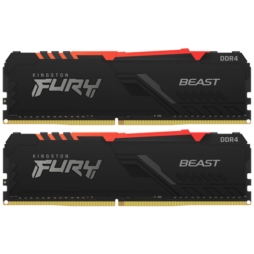 Модуль памяти DIMM 32Gb 2х16Gb DDR4 PC25600 3200MHz Kingston Fury Beast RGB Black (KF432C16BBAK2/32)