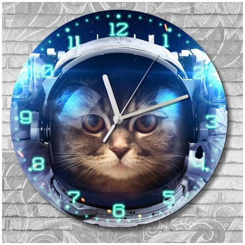 Настенные часы УФ животные (кот, космический котик) - 104