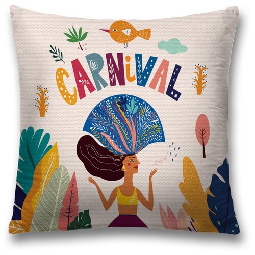 Наволочка декоративная на молнии, чехол на подушку JoyArty "Весенний карнавал в Рио" 45х45 см