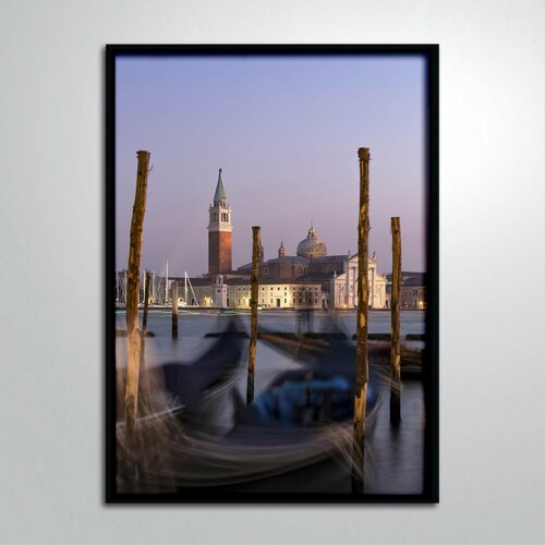 Постер в раме/Постер для интерьера/Фотография Венеция Вечер и Лодки