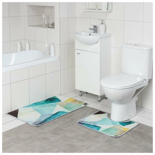 Набор ковриков для ванной и туалета Доляна «Эмоции», 2 шт: 50×80, 50×40 см