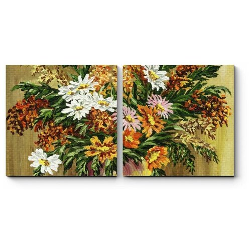Модульная картина Букет из полевых цветов 60x30